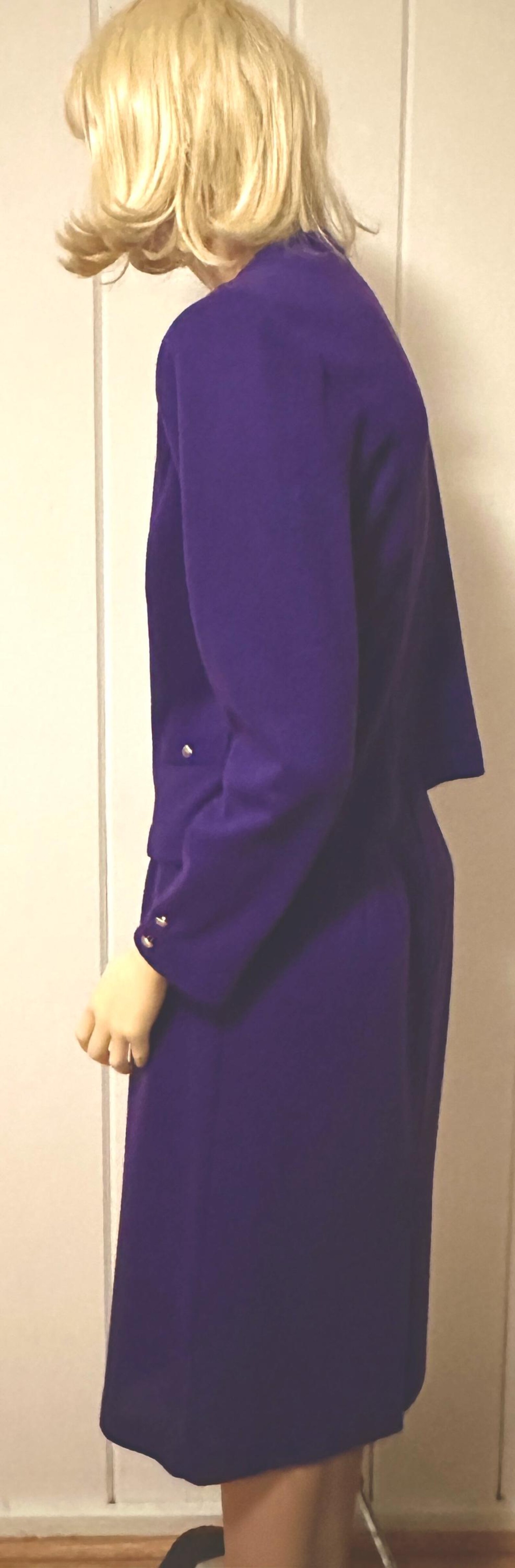 Vintage 70’s Women’s Purple Skirt & Jacket Suit W/ Bow on the Neckline ...