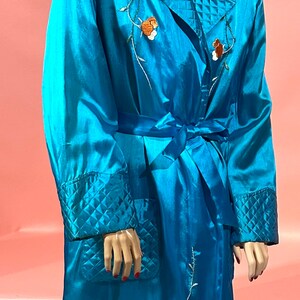 Vintage 1960’s HANEHARA Made in Japan TURQUOISE Embroidered Lined Robe ...