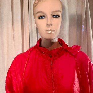 Vintage CATALINA Red Terrycloth Lined Raincoat, Hidden Hood - Etsy