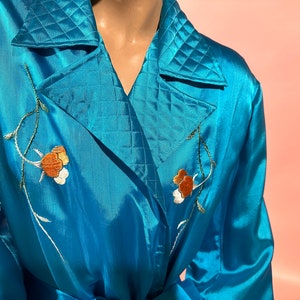 Vintage 1960’s HANEHARA Made in Japan TURQUOISE Embroidered Lined Robe ...