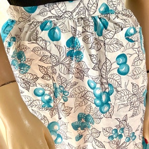 Cute Vintage Homemade Half Cotton Apron Blue & White Strawberry ...