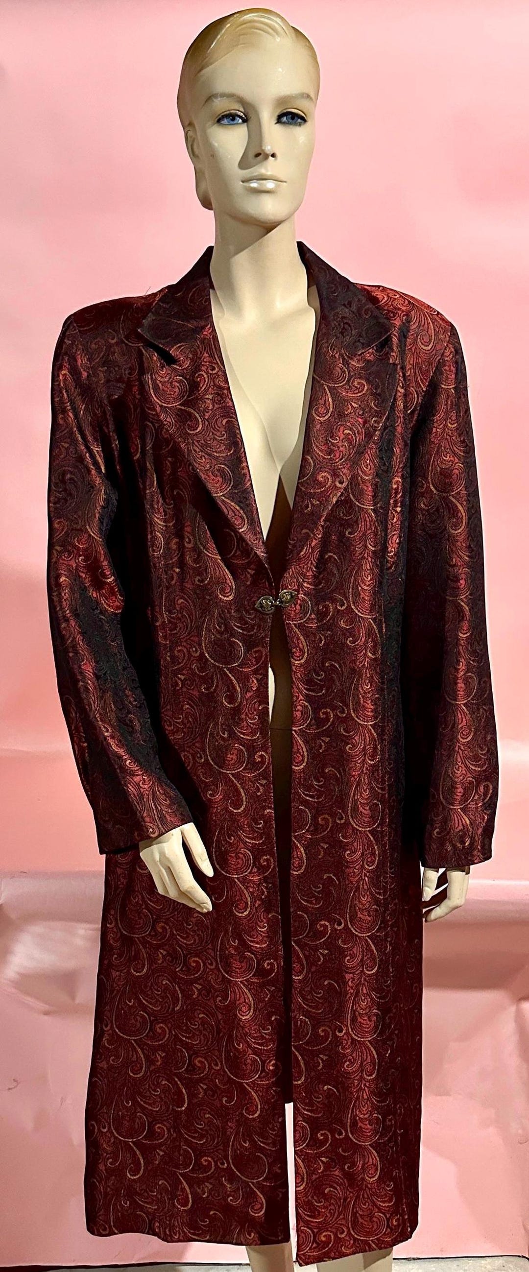 Vintage 1980s PATRA Lightweight Duster Opera Coat Rusty Red Paisley ...