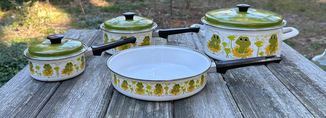 Vintage 1970s Sears & Roebucks Neil the Frog Enamel Stock Pot Dutch ...