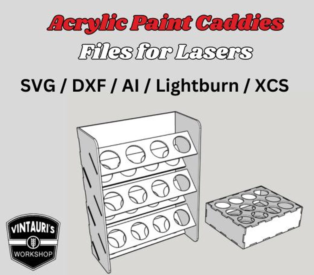 Acrylic Paint Caddy - Laser Ready Files - Etsy