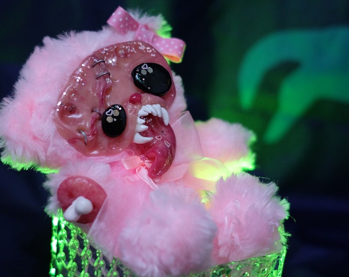Pink Creepy Bear Plushie With Clay Face / 00AK Creepy Toy - Etsy