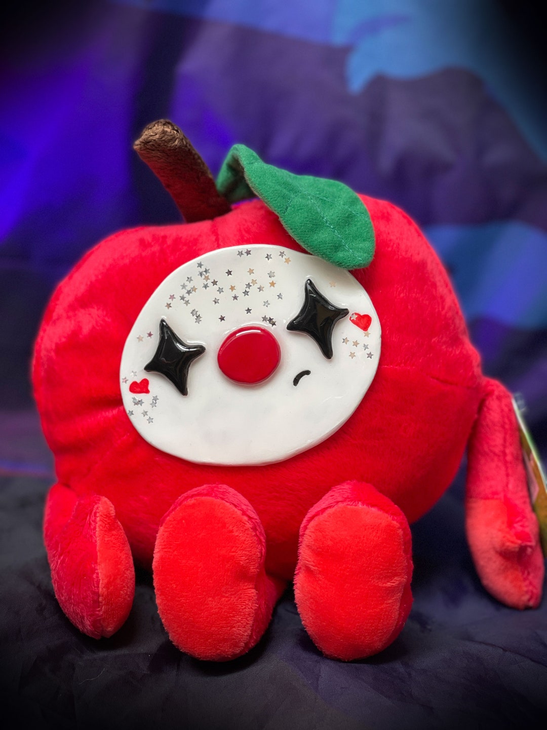 00AK Сlown Apple Toy / Plushie With Clay Face - Etsy