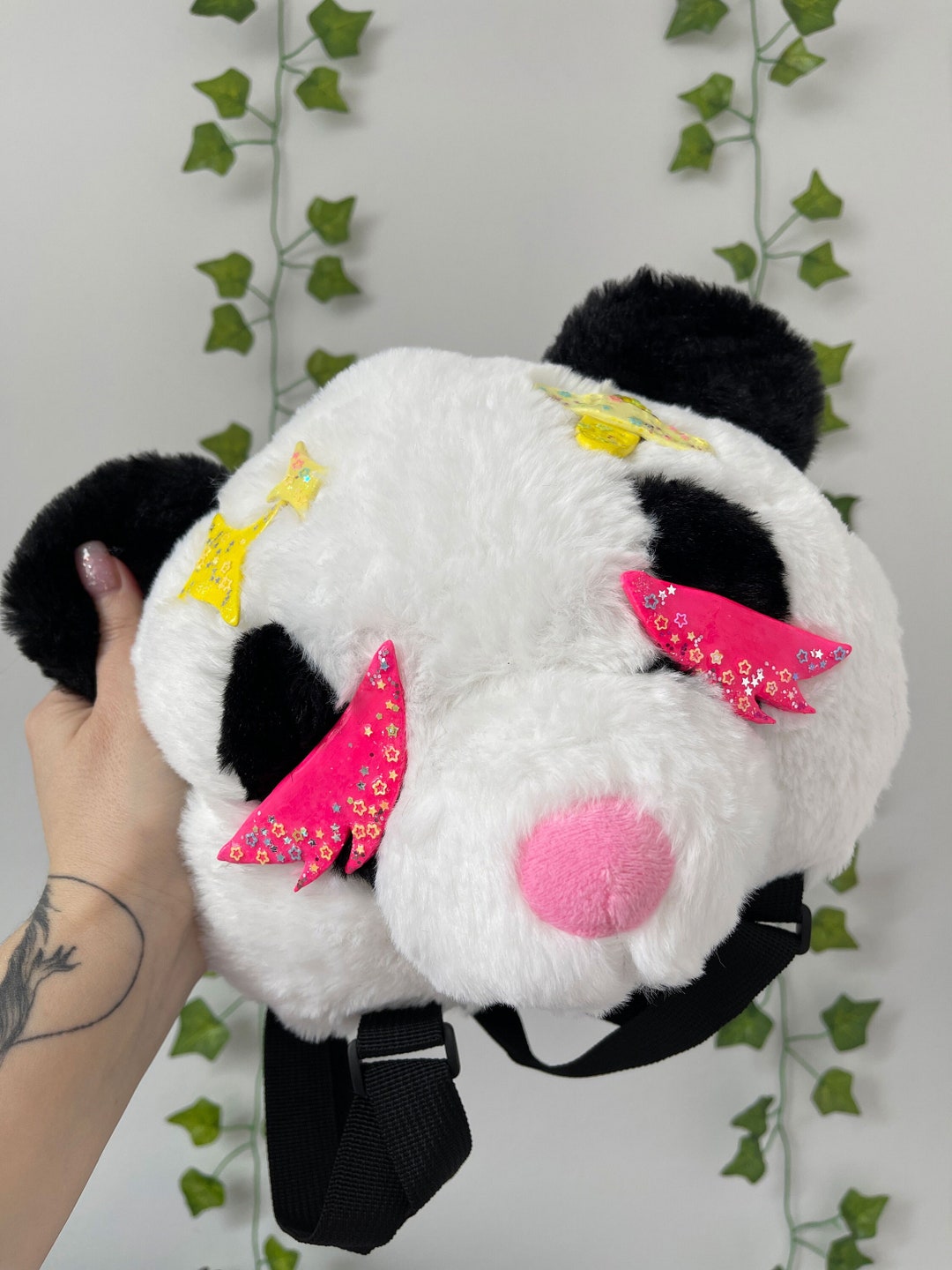 OOAK Cute Panda Backpack Plushie With Clay Face Kawaii Teddy Plush Backpack - Etsy