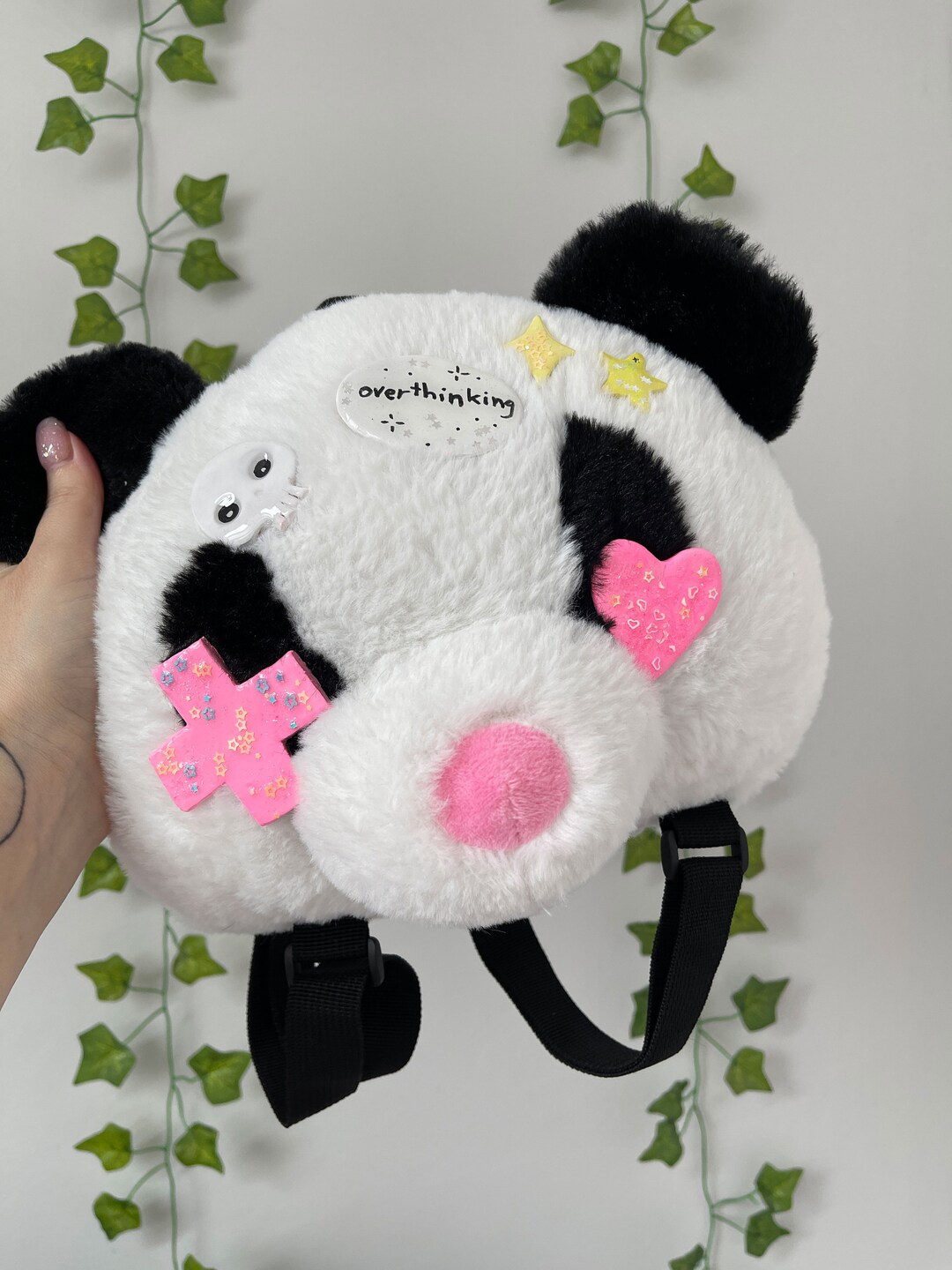 OOAK Cute Panda Backpack Plushie With Clay Face Kawaii Teddy Plush Backpack - Etsy