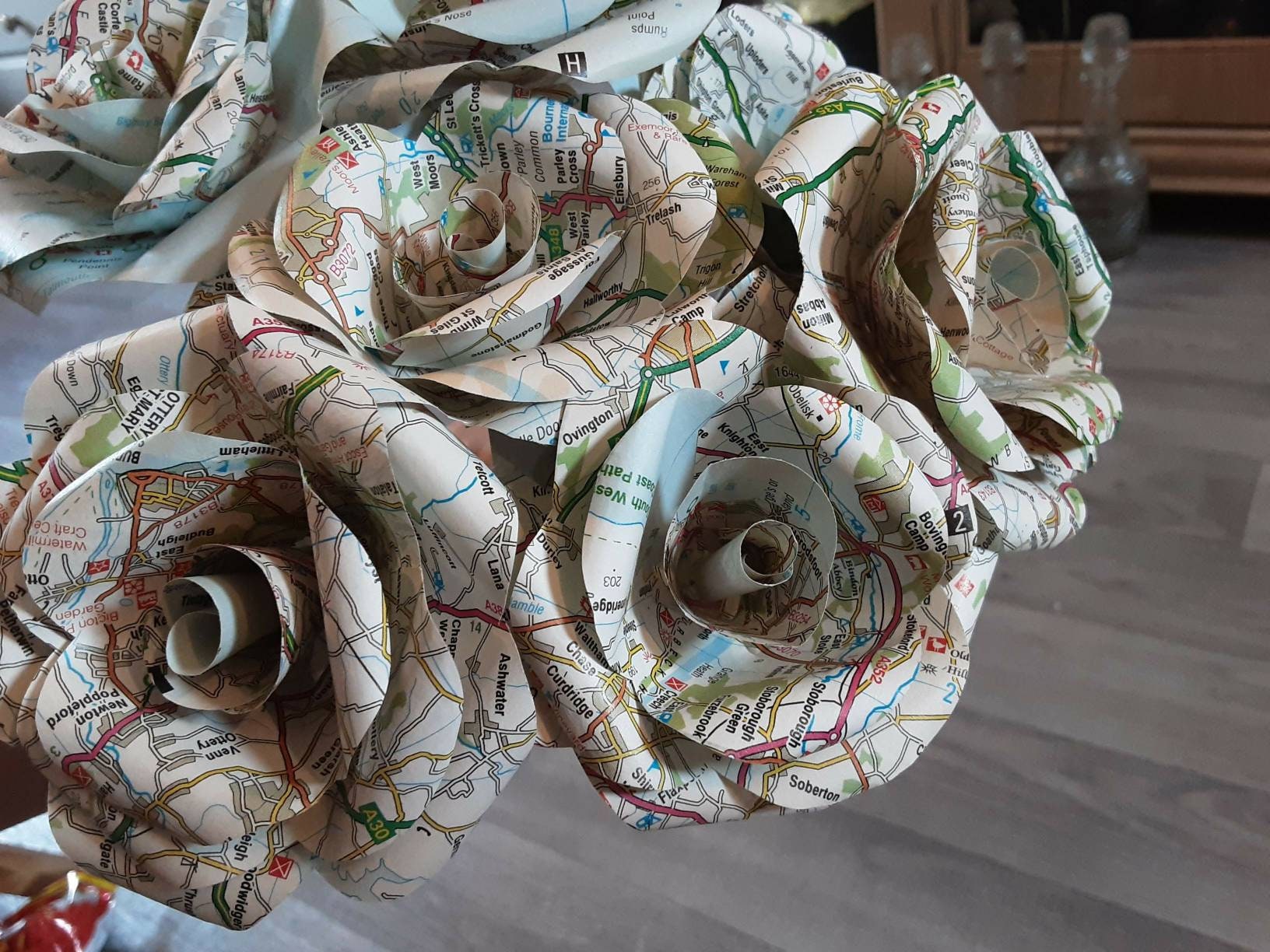 Map Paper Flowers - Etsy