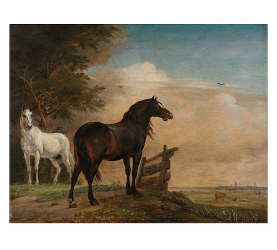 Horses at a Gate Instant Digital Download Vintage Antique | Etsy