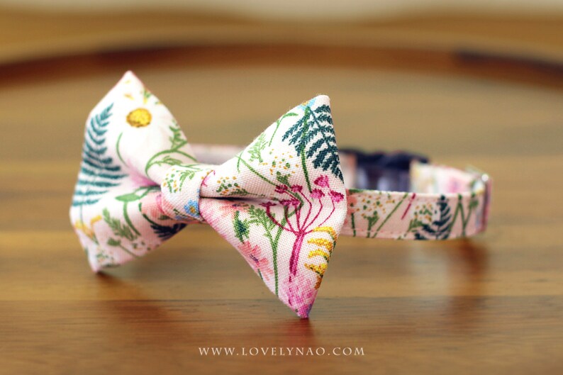 Wildflowers Cat Bow Tie Collar Pink / Rifle Paper Co® Cat - Etsy