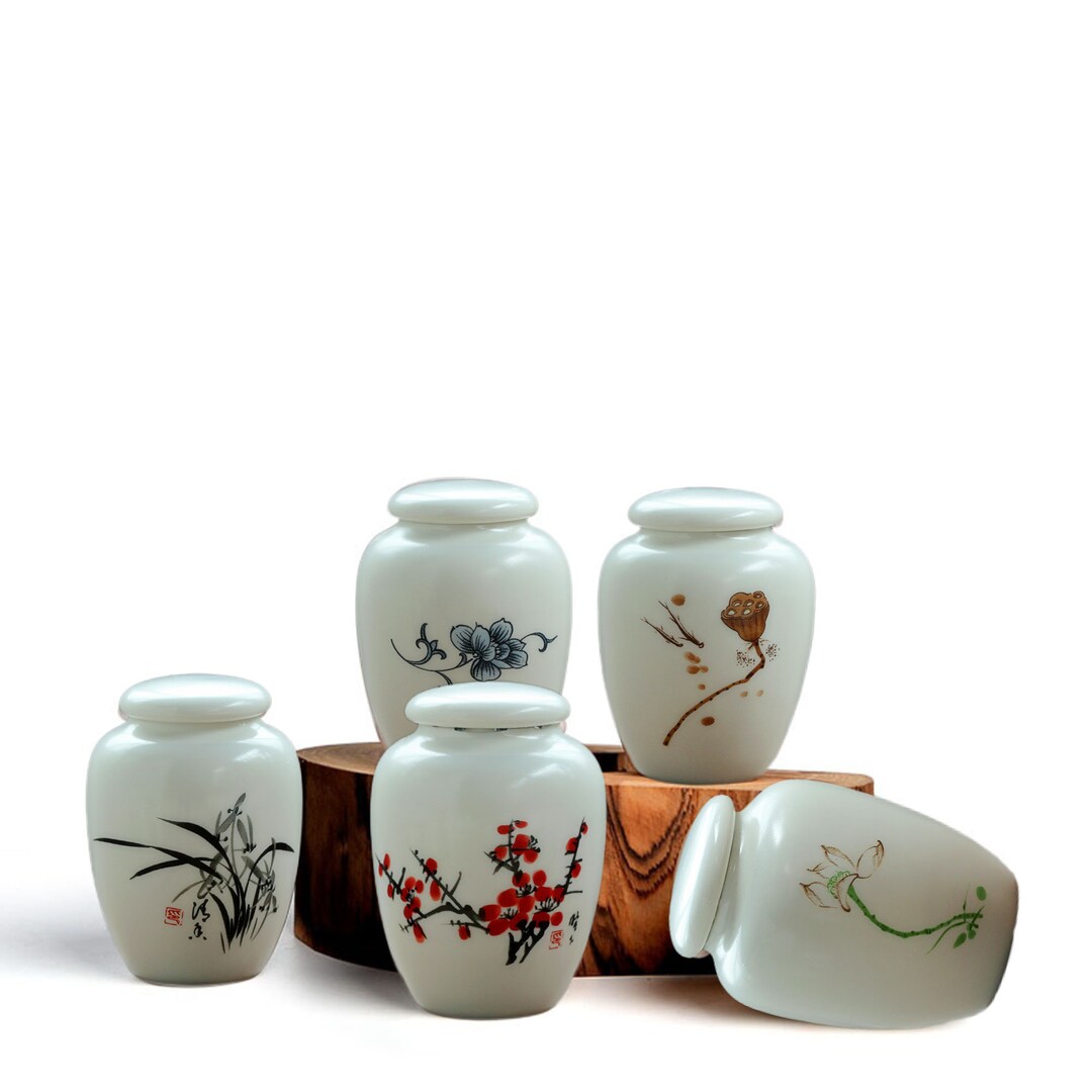 Small Sealed Ceramic Tea Canister With Lid Cute Mini Tea Jar Small ...