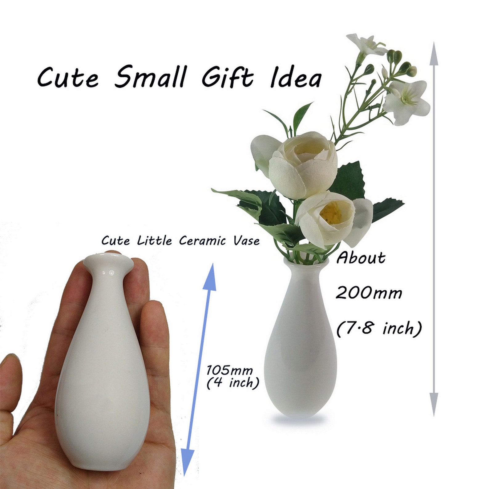 White Mini Ceramic Bud Vase Furnishing Cute Centerpieces Small - Etsy