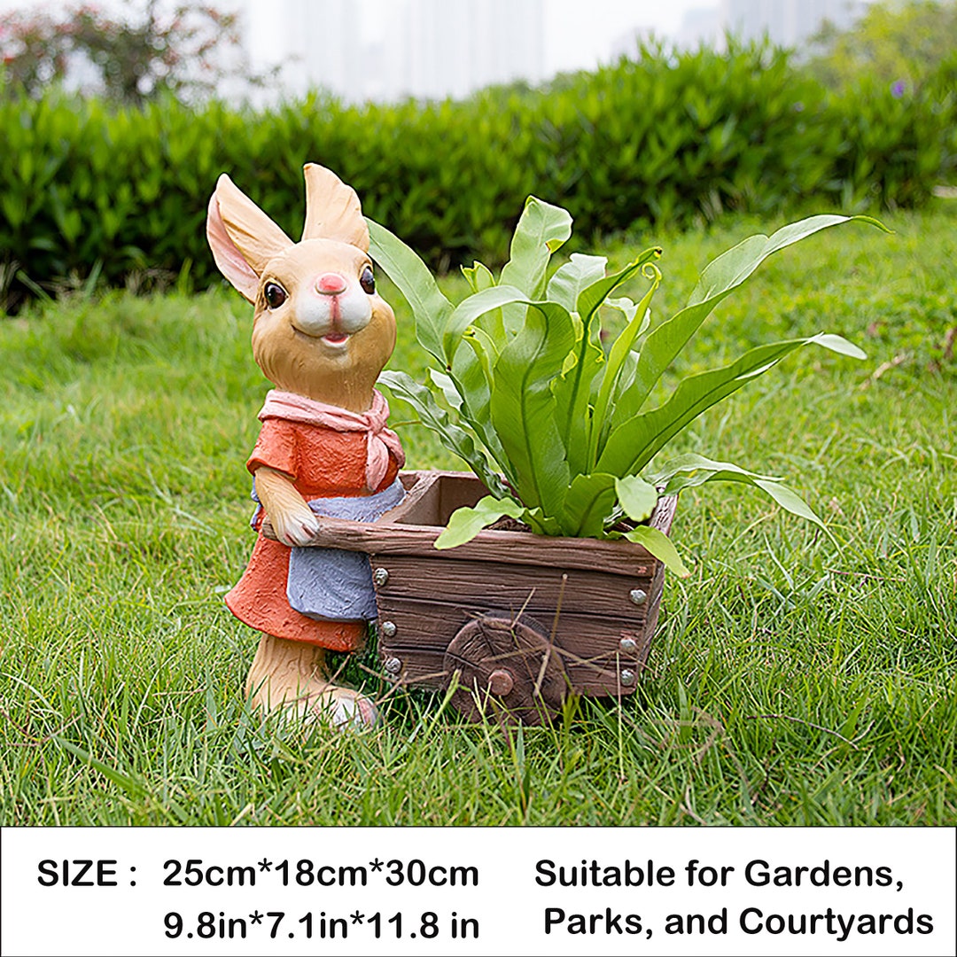 Bunny Statues Planter Outdoor Statue Large Gardener Rabbit Decor ...
