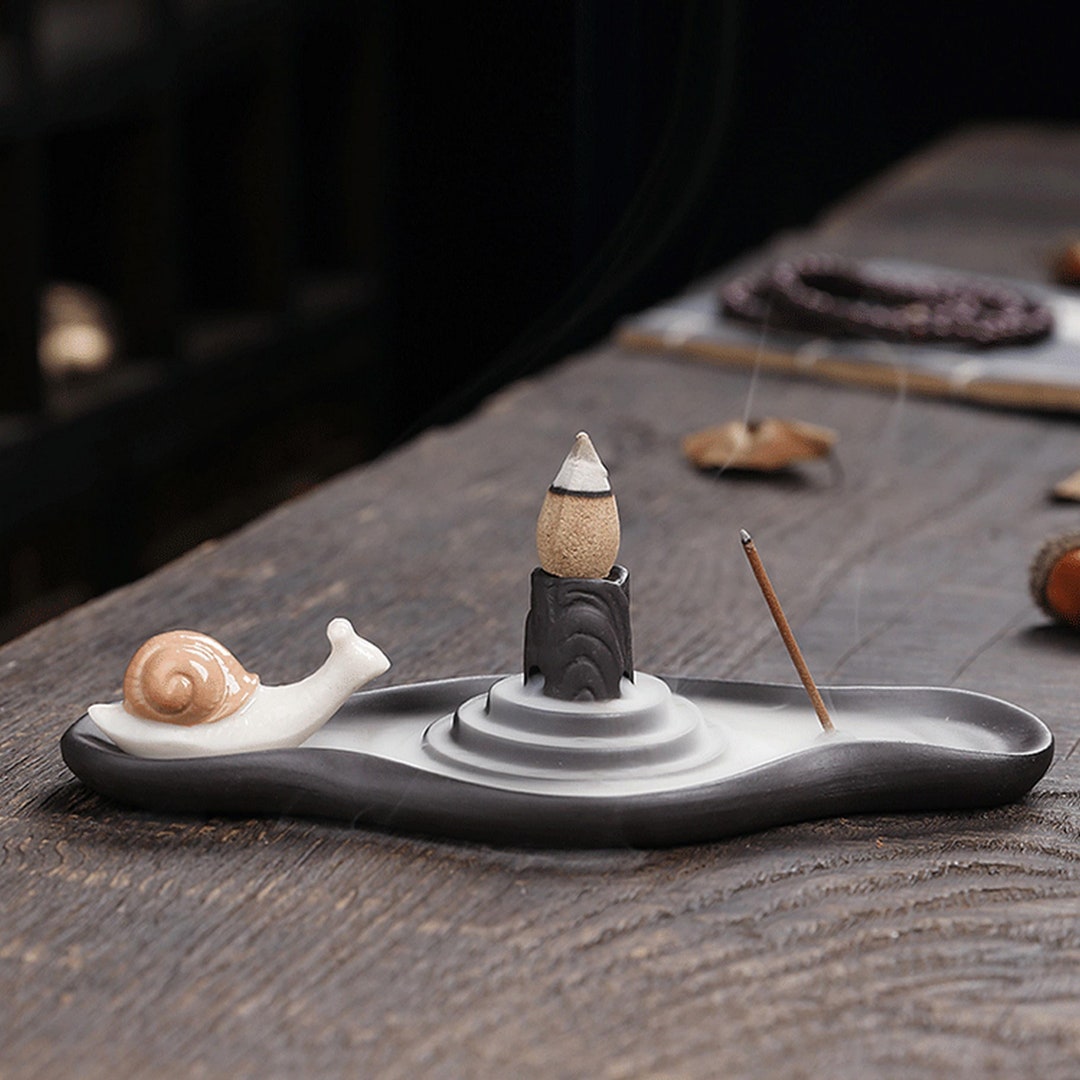 Snail Backflow Incense Burner Handmade Ornamen Statue Gift Smoke ...