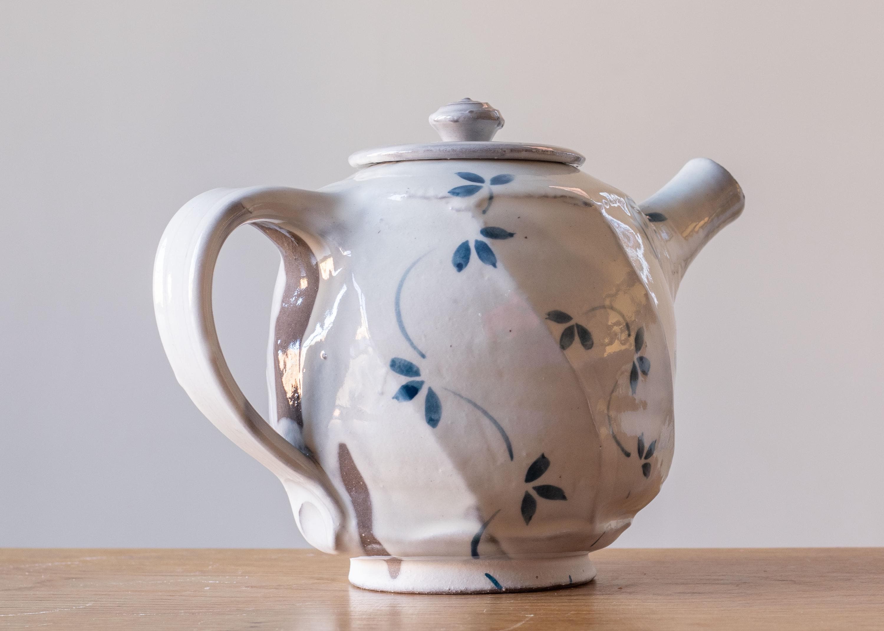 Two to Three Cup Handmade Pottery Faceted Teapot With Autumn Leaf ...