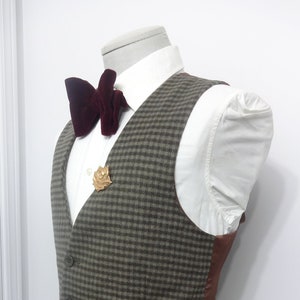 1970s Edwardian Olive Green Wool and Cashmere Checkers Vest Waistcoat ...