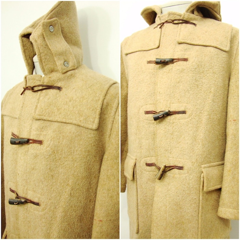 1960's Vintage Men's Tip Top Wool Peacoat Brown Trench Coat Long Pea ...