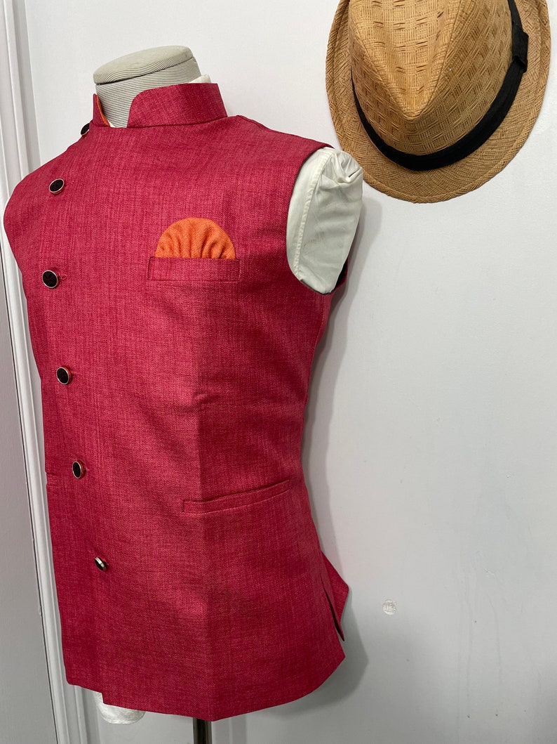 Rare / One of Its Kind /vintage Asymmetric Red Colored Vest Waistcoat ...