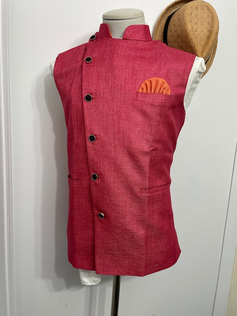 Rare / One of Its Kind /vintage Asymmetric Red Colored Vest Waistcoat ...