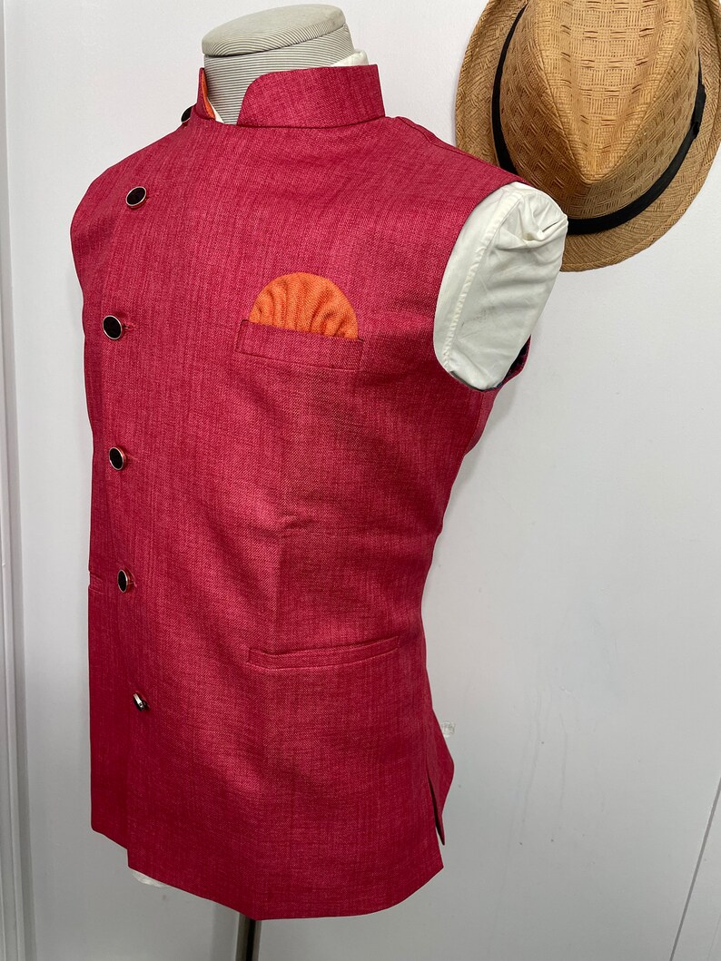 Rare / One of Its Kind /vintage Asymmetric Red Colored Vest Waistcoat ...