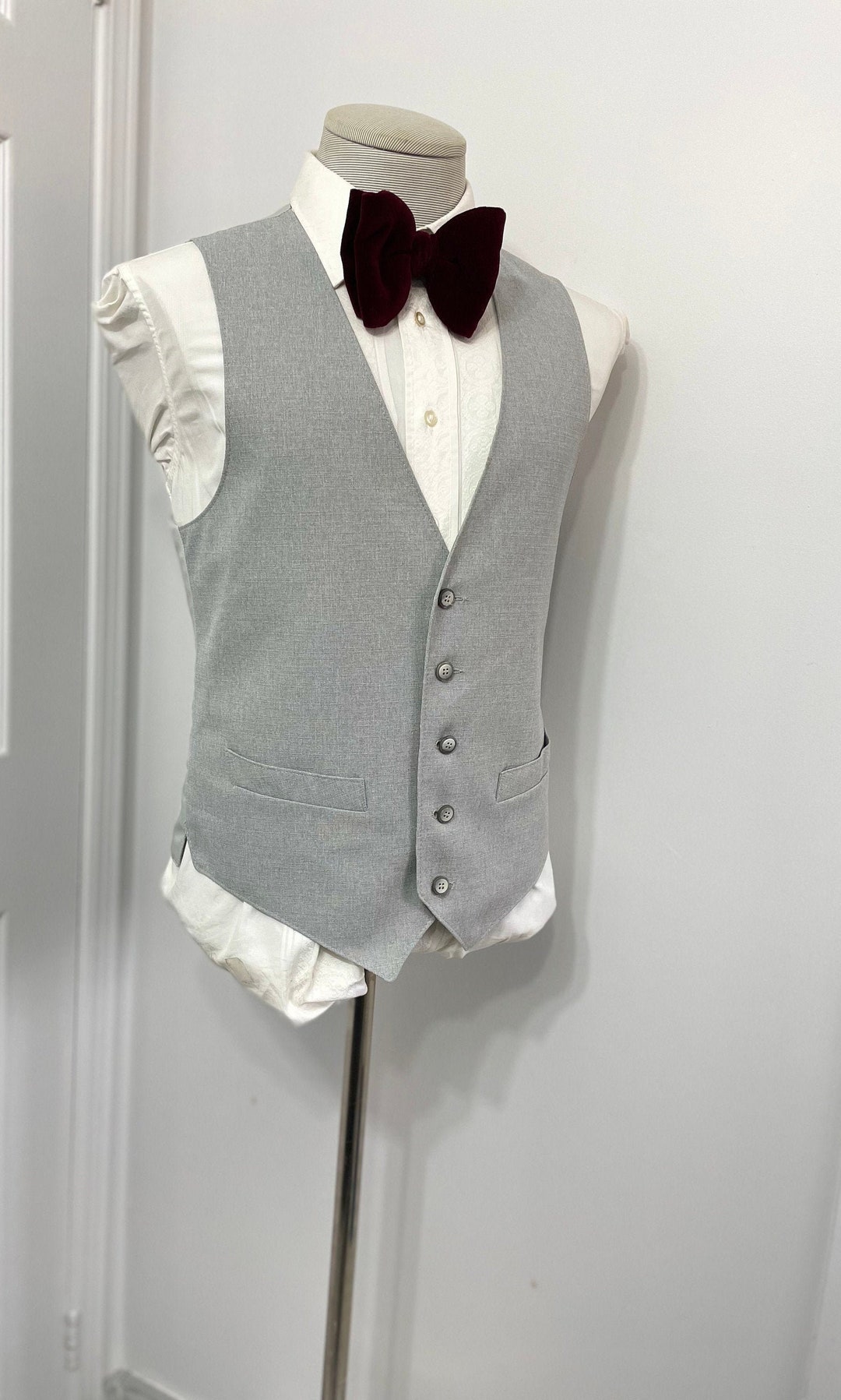 1970s Vintage Wool Suit Vest Mens Suit Waistcoat Gray Wool Waistcoat ...
