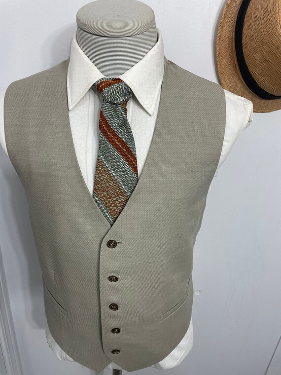 1960s / Trad Vintage Wool Blend Beige Cream Slanted V… - Gem