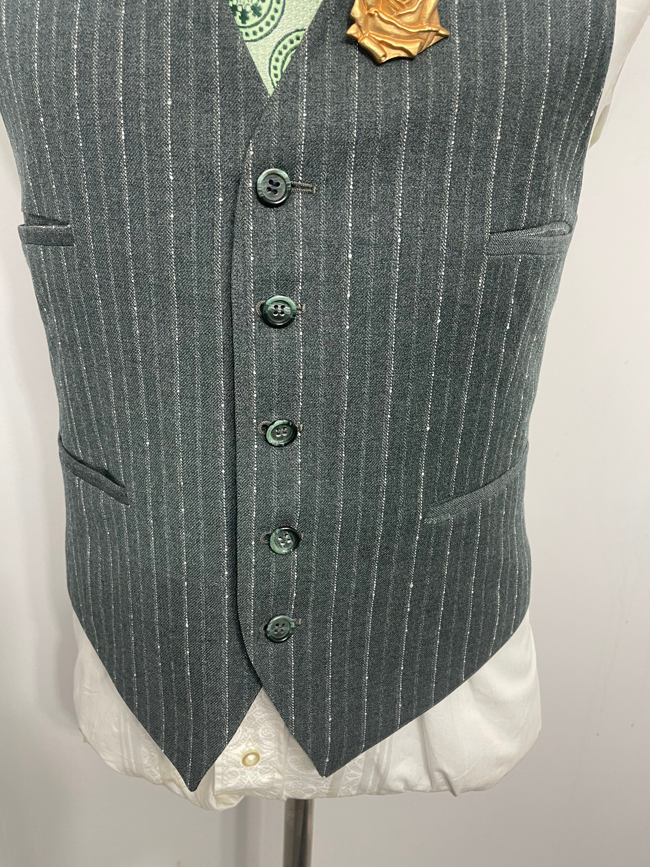 Rare / One of Its Kind /vintage Wool Green Pinstripe Colored Vest ...