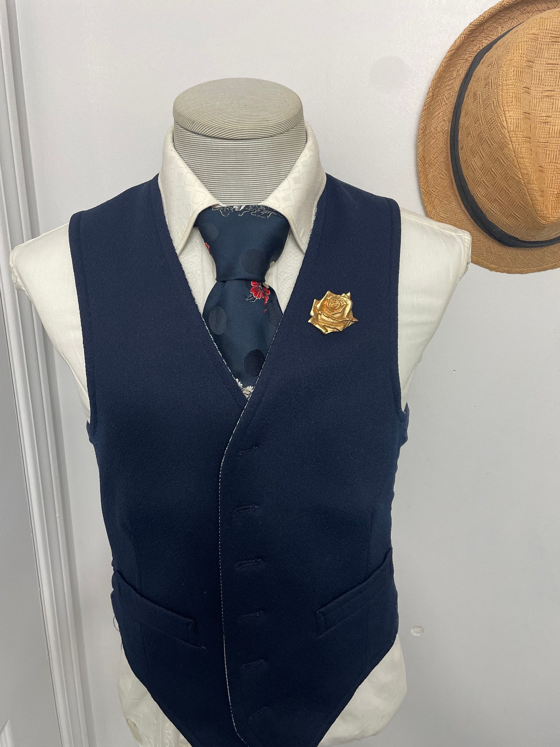 Rare Vintage Reversible Blue Wool Houndtooth Plain Wool Vest Mens Suit ...