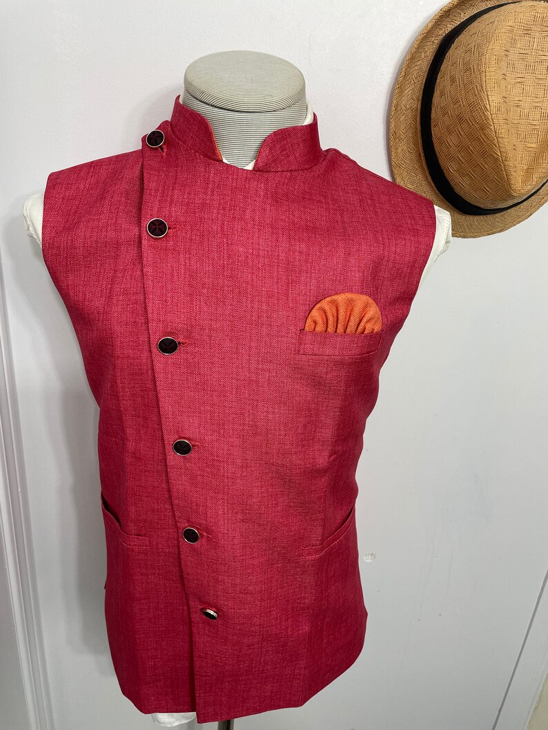 Rare / One of Its Kind /vintage Asymmetric Red Colored Vest Waistcoat ...