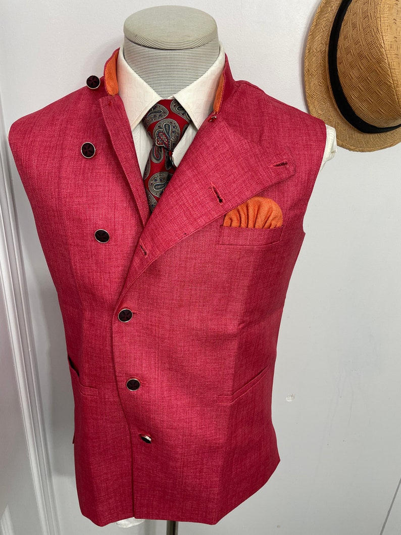 Rare / One of Its Kind /vintage Asymmetric Red Colored Vest Waistcoat ...