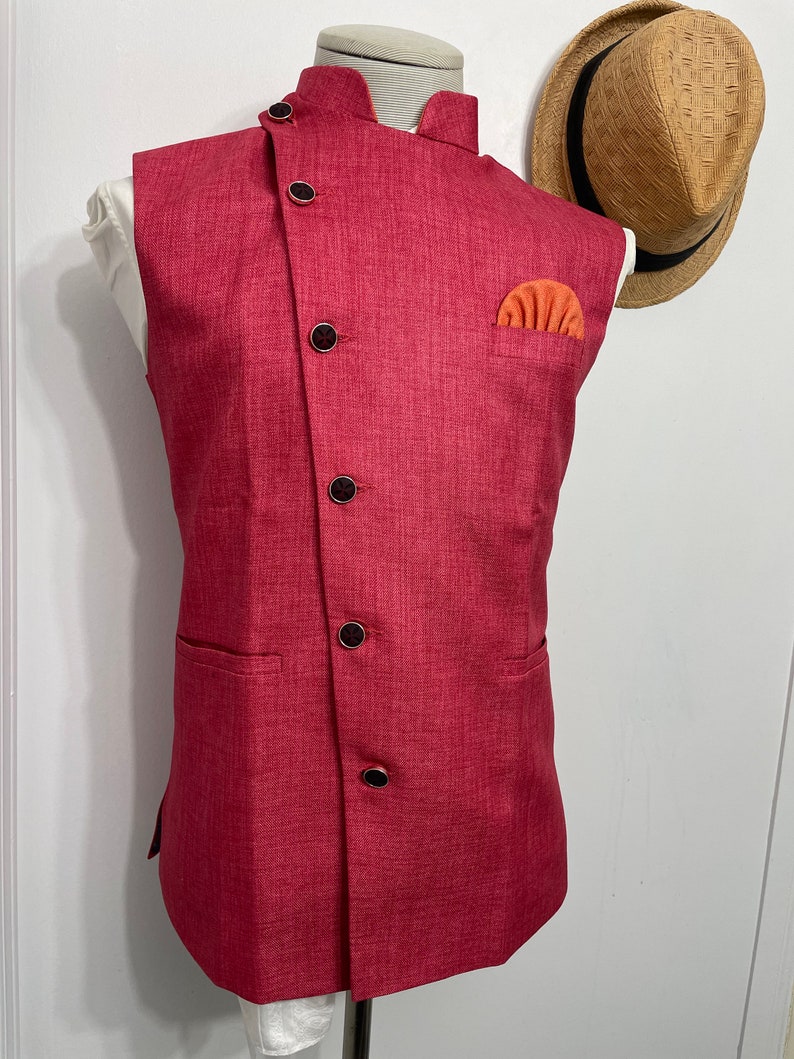 Rare / One of Its Kind /vintage Asymmetric Red Colored Vest Waistcoat ...