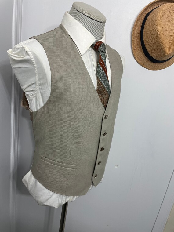 1960s / Trad Vintage Wool Blend Beige Cream Slanted V… - Gem