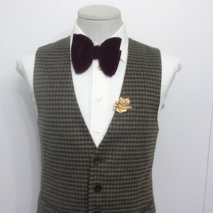 1970s Edwardian Olive Green Wool and Cashmere Checkers Vest Waistcoat ...
