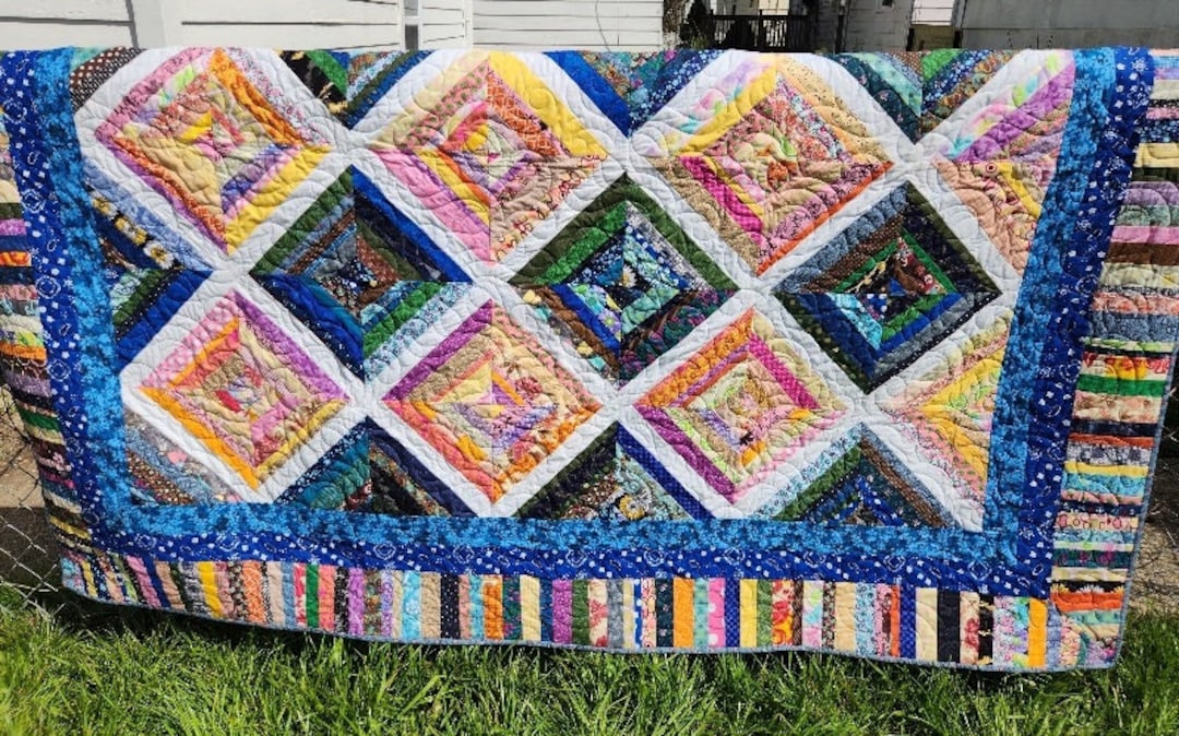 Multi Color Scrap Quilt, Full Size Quilts, Quilts, Bed Spread, Blanket ...