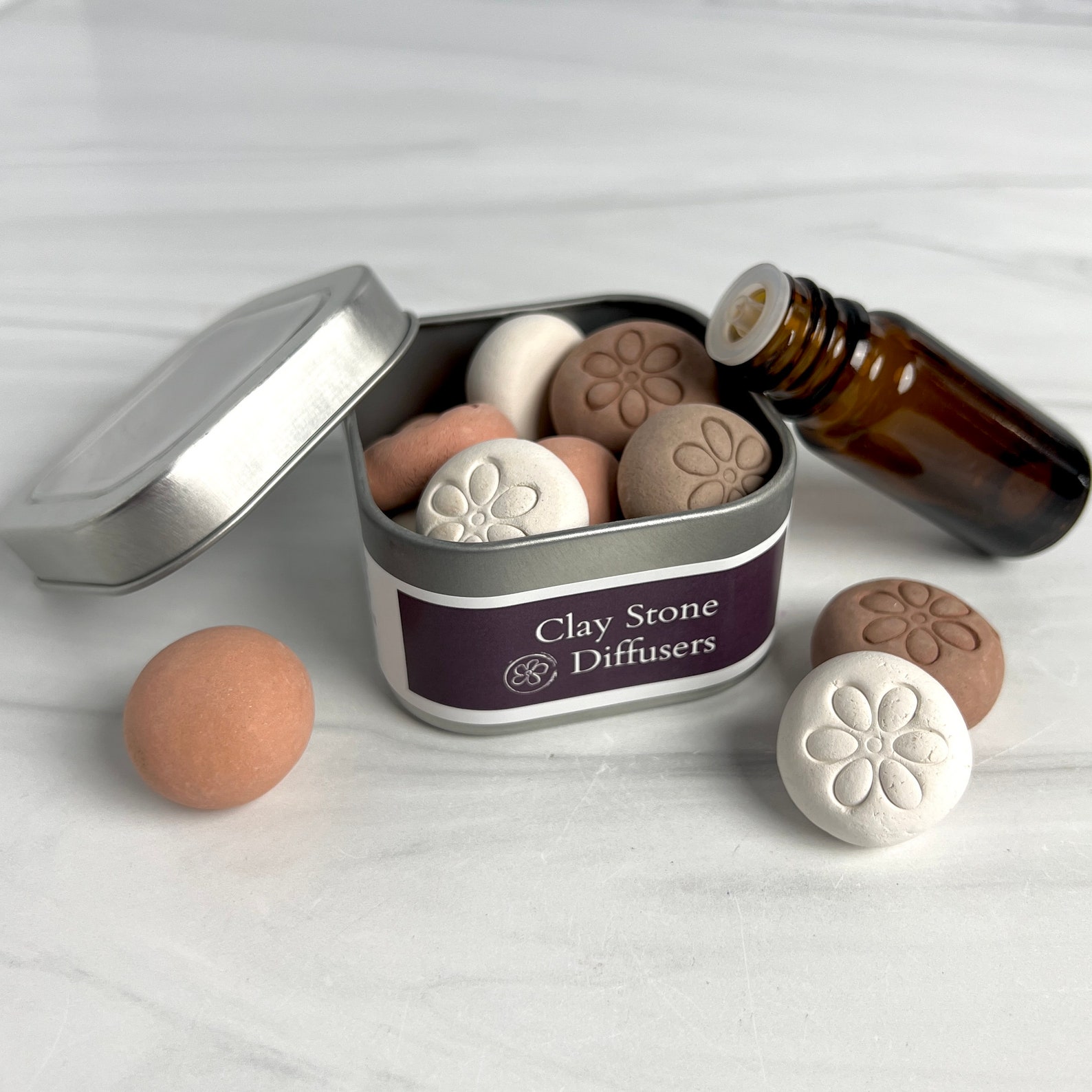 Essential Oil Clay Diffuser Stones Tin: Desk, Car, or Bathroom Decor - Etsy