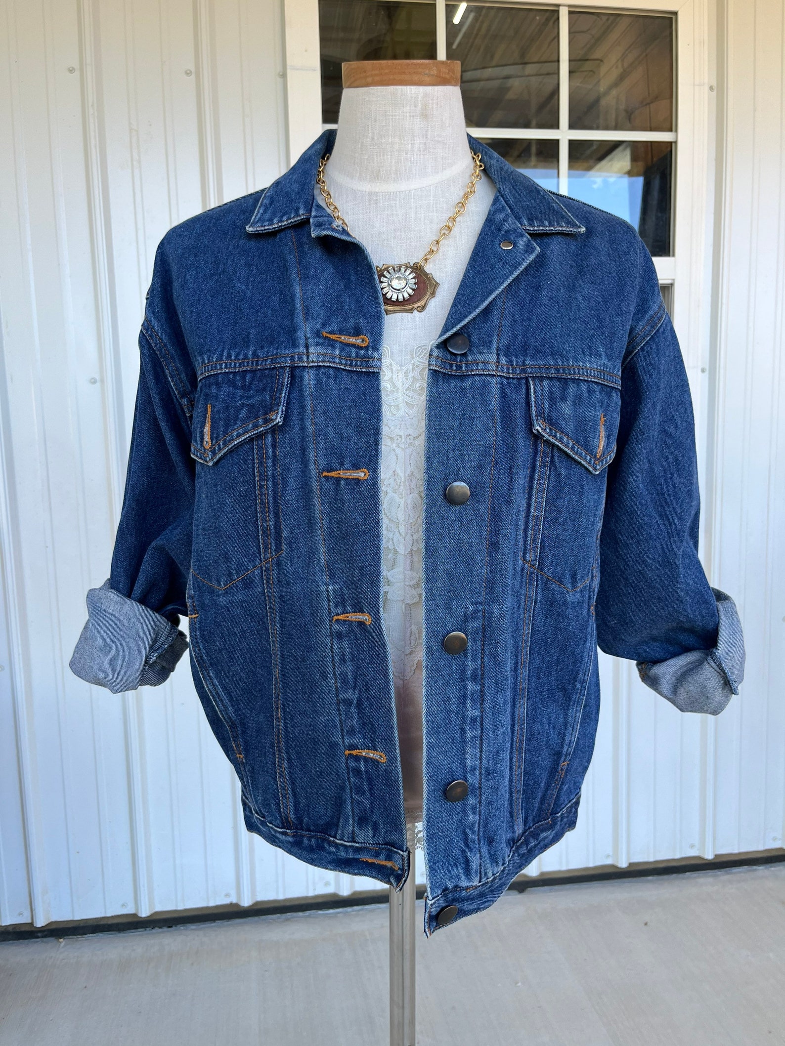 Vintage Needlework Back Denim Jacket - Etsy
