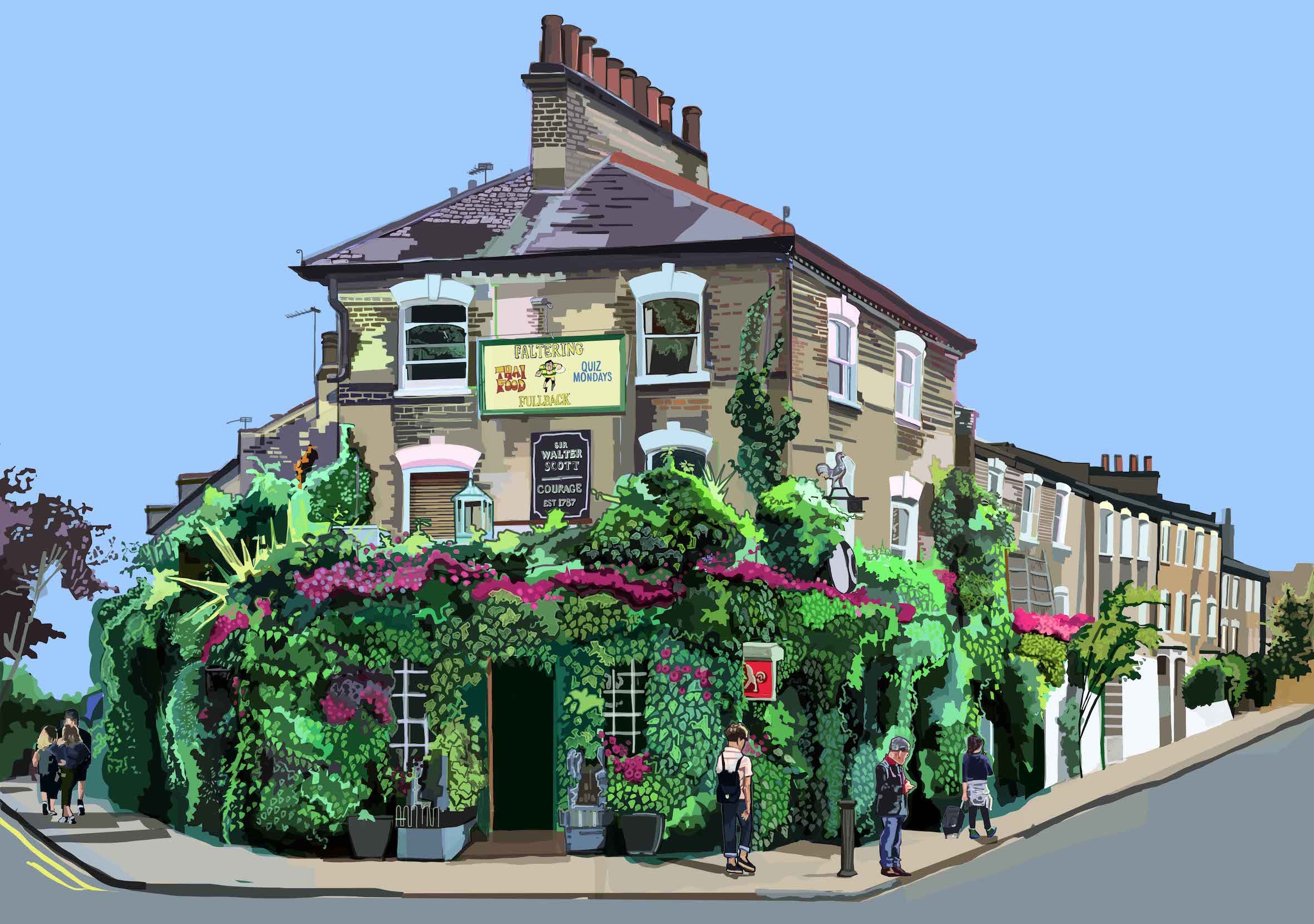 The Faltering Fullback, Finsbury Park, North London Illustration Art ...