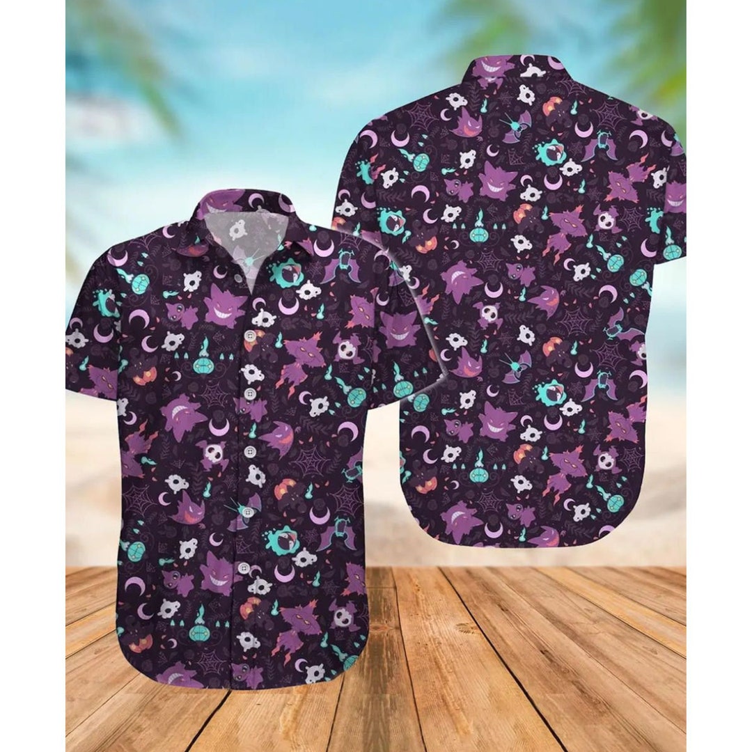 Pokémon Hawaiian Shirt Pikachu Beach Hawaii Gengar Ghost - Etsy