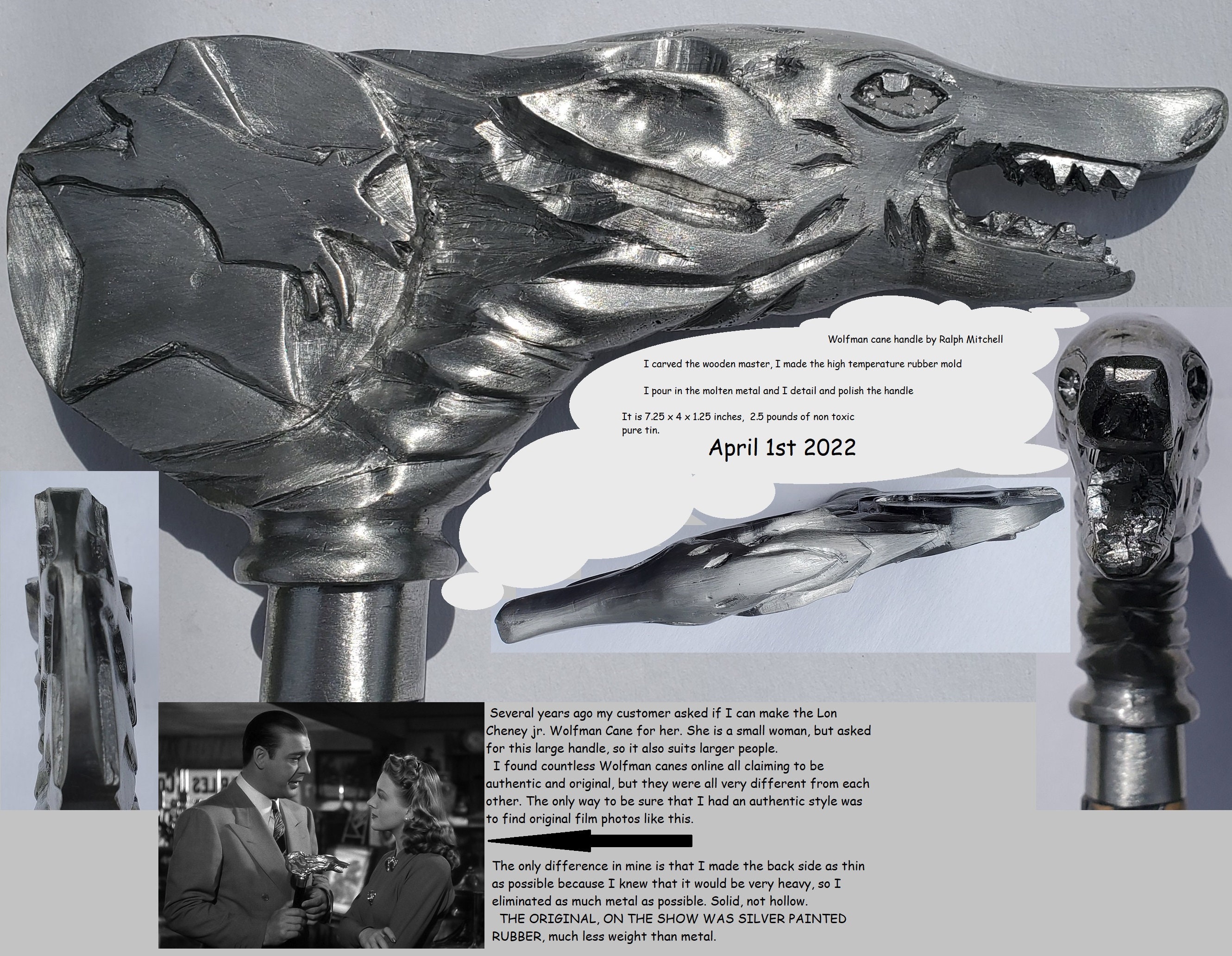 Wolfman Lon Chaney Jr Walking Cane - Etsy