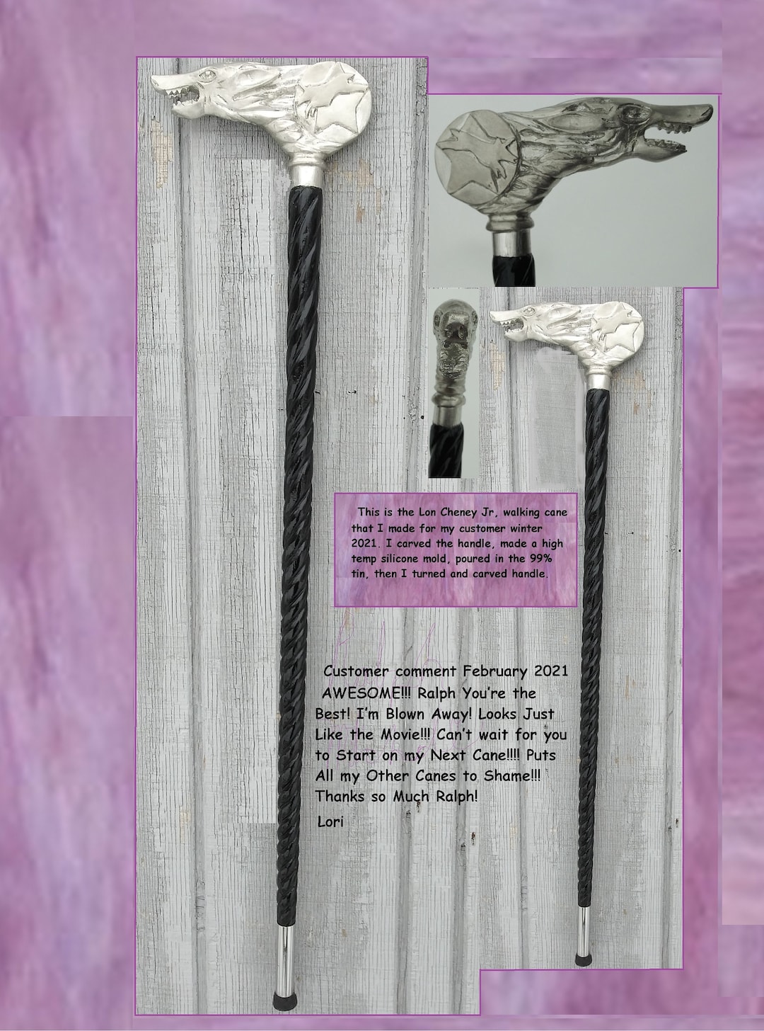 WOLFMAN 1941 Cane Exact Replica Used by Lon Chaney Jr. in the Film ...