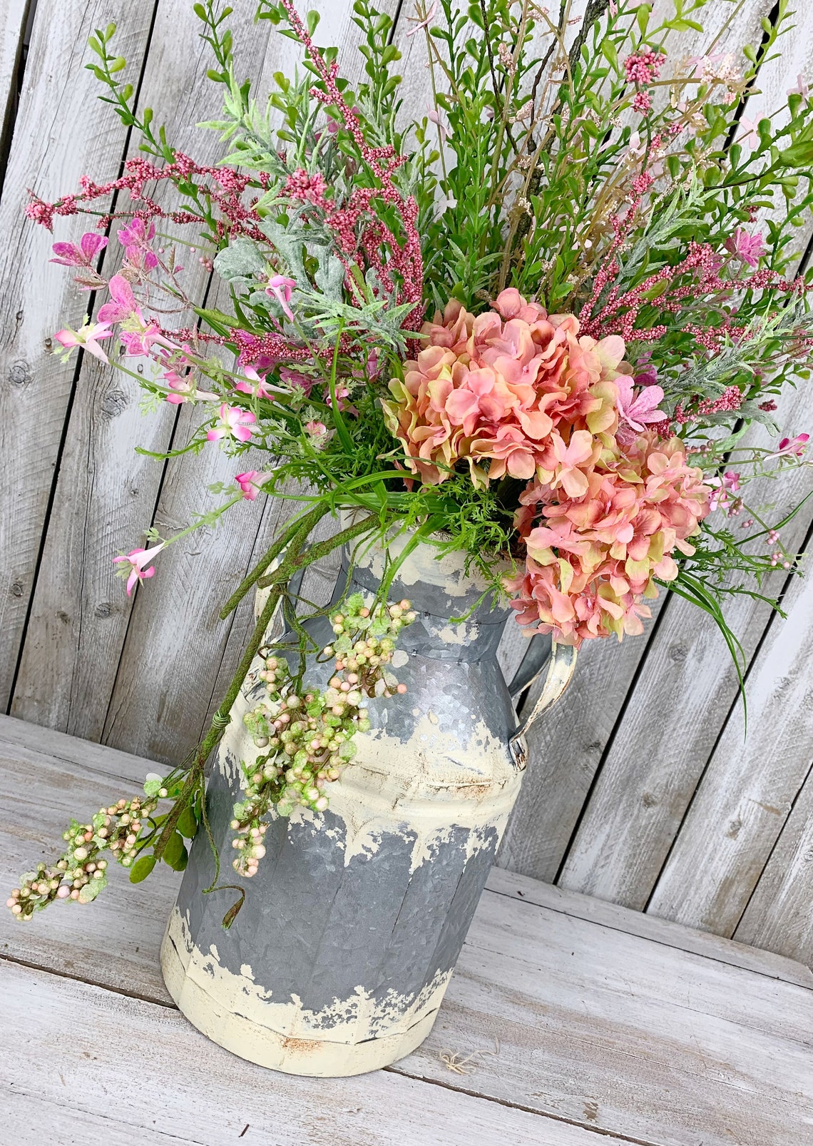 Hydrangea Floral Decor Pink Hydrangea Porch Decor Summer | Etsy