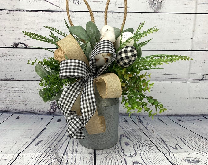 Easter Centerpiece, Buffalo Plaid Easter Arrangement, Easter Floral ...