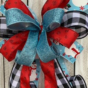 Snowman Bow for Wreath, Swag Christmas Bow, Bannister Christmas Bow ...