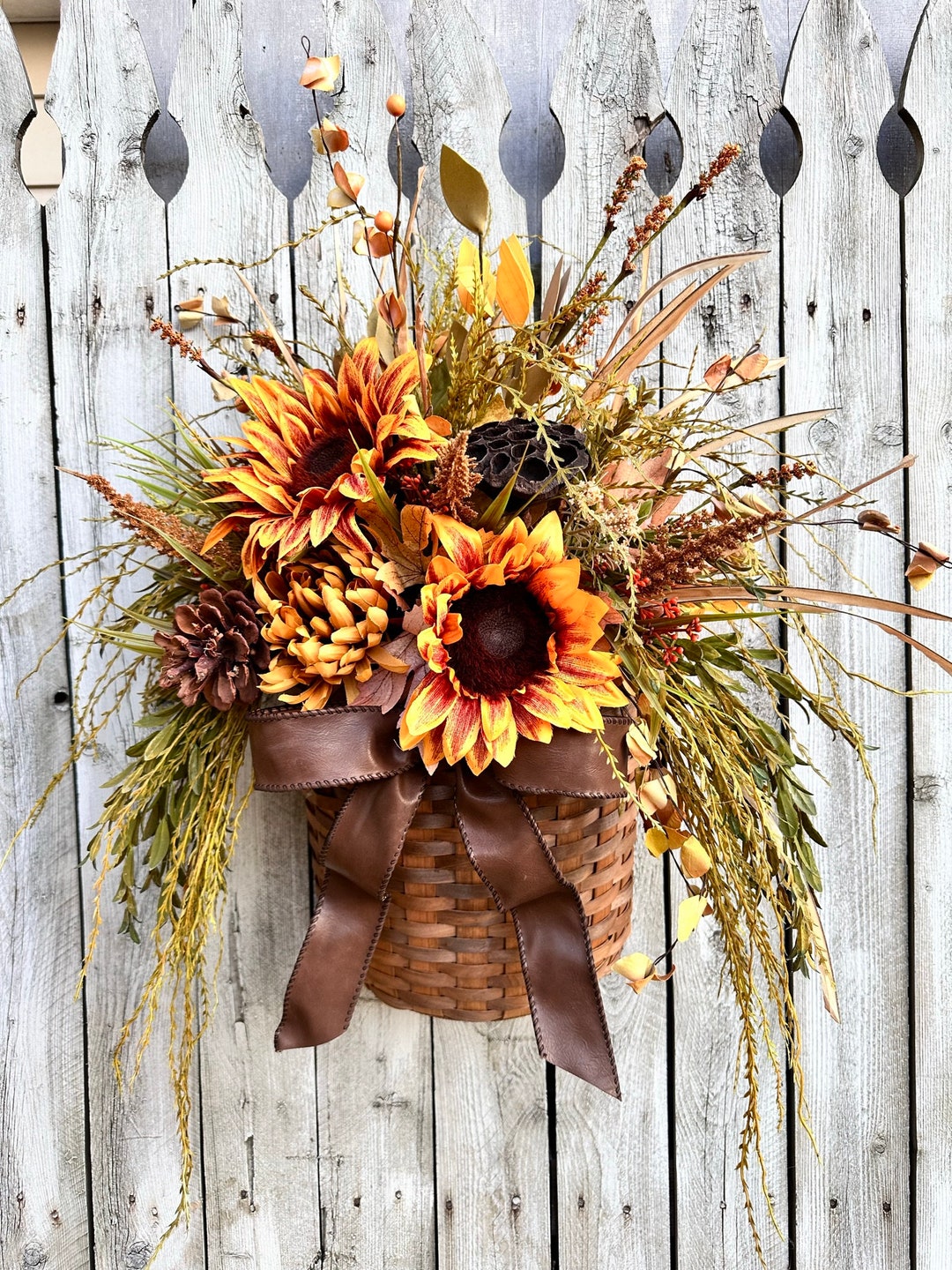 Fall Door Basket, Fall Door Decor, Fall Arrangement for Table, Fall ...