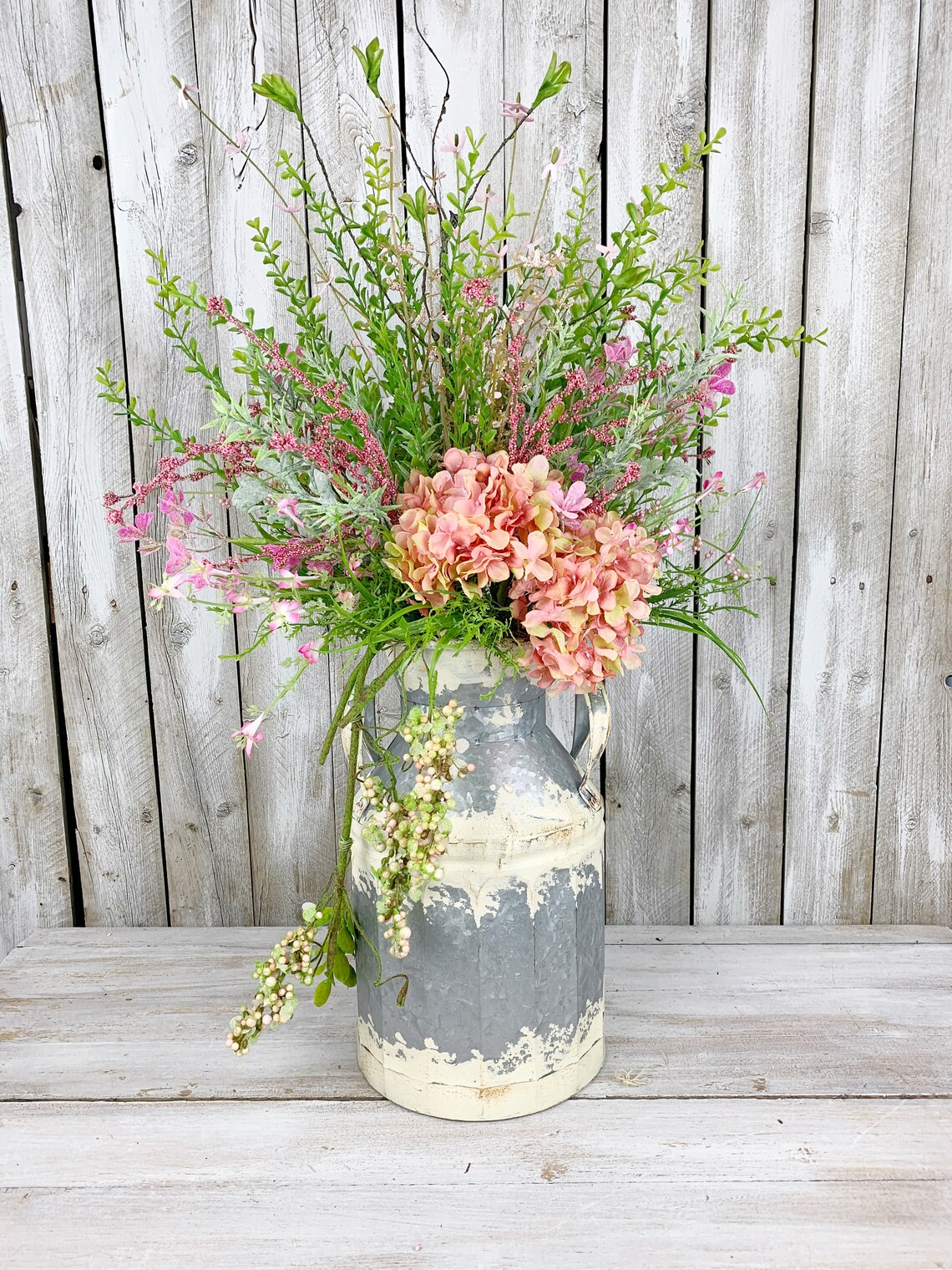 Hydrangea Floral Decor Pink Hydrangea Porch Decor Summer | Etsy