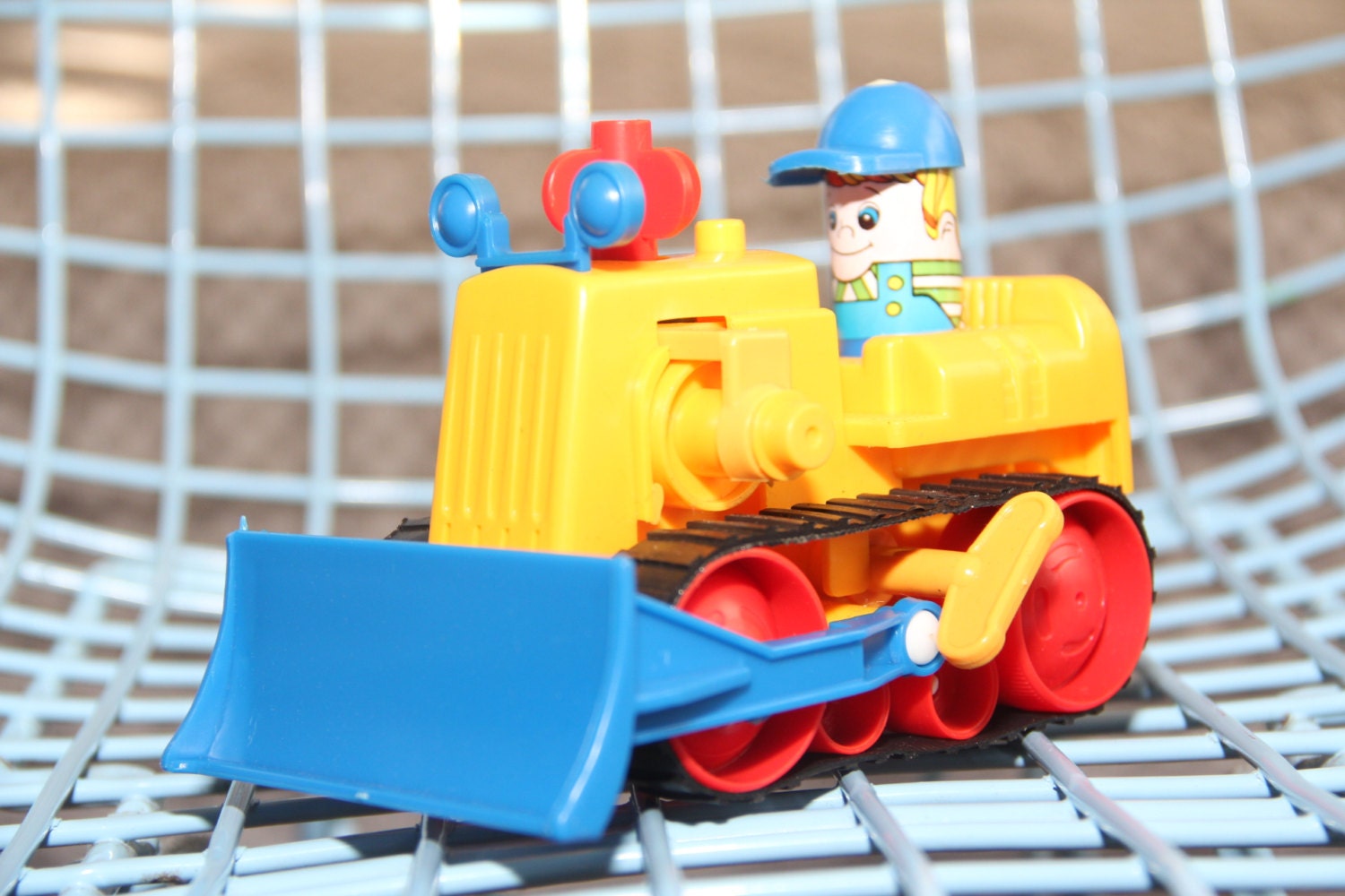 Bull Dozer 1980s Windup Toy in Box Cute Toot Toot Tomy Style Vintage ...