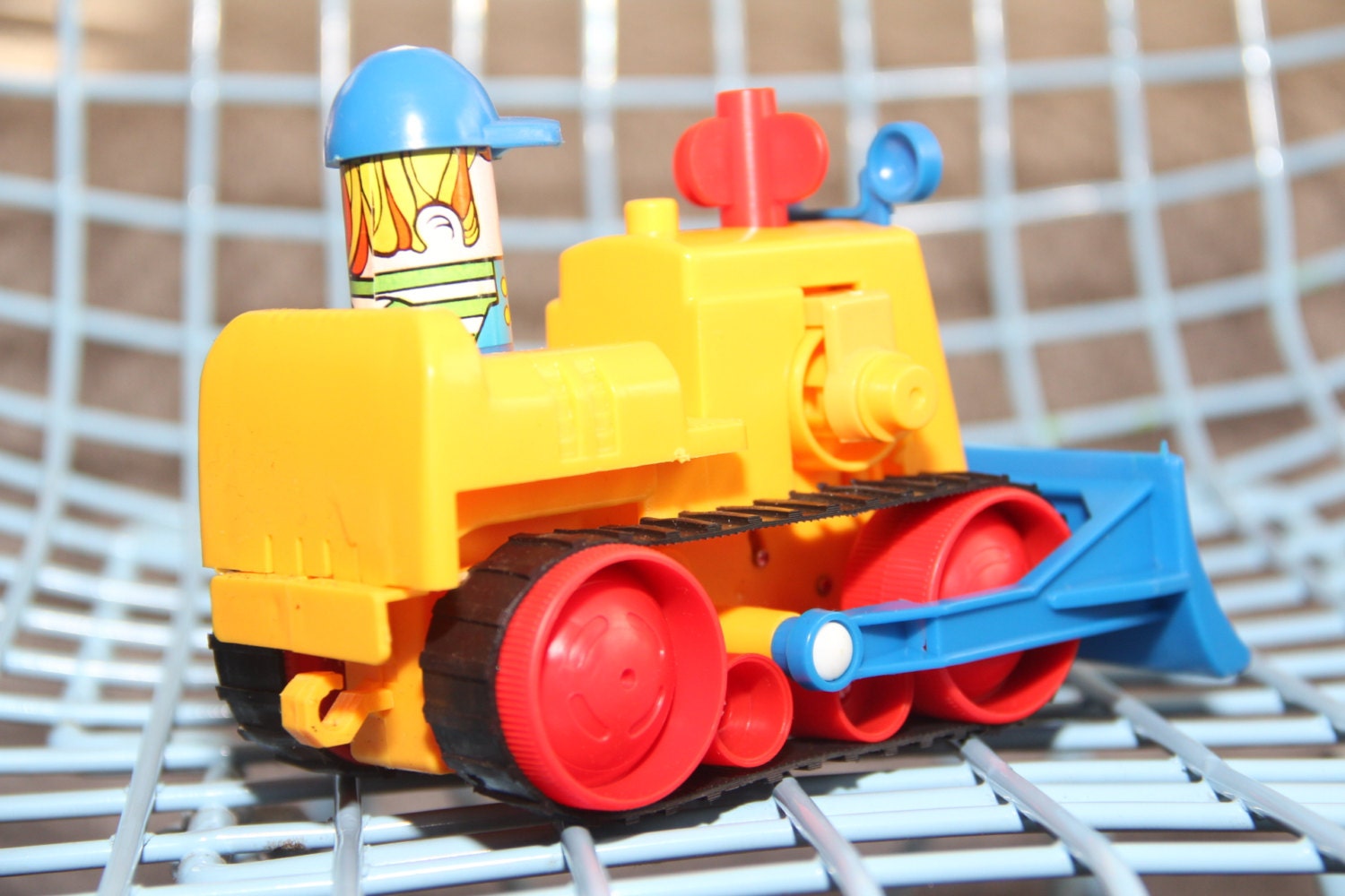 Bull Dozer 1980s Windup Toy in Box Cute Toot Toot Tomy Style Vintage ...