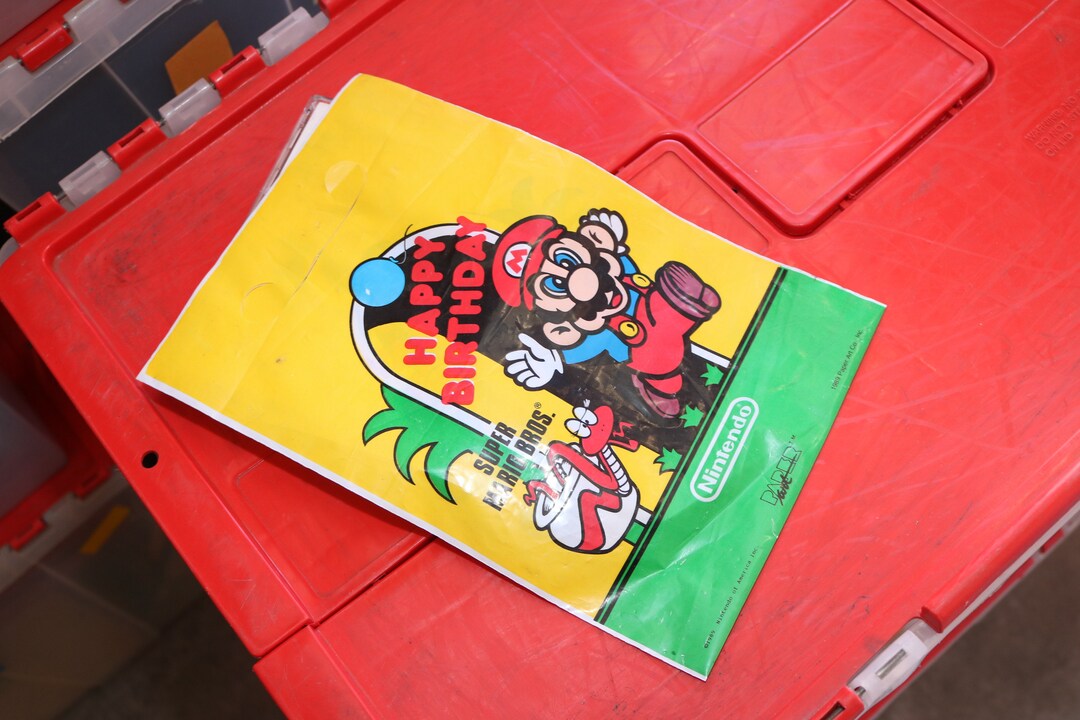 Super Mario Bros. 1989 Happy Birthday Plastic Gift Bag NINTENDO Zapper ...
