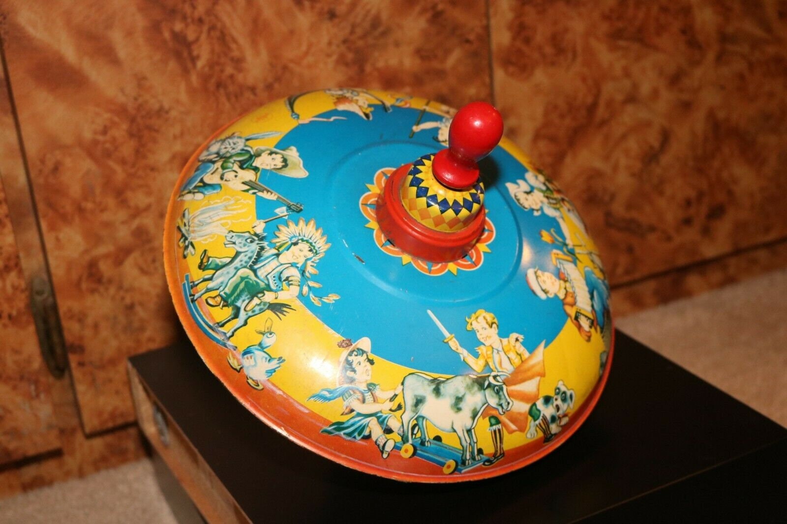 MNN Spinning Top 1950s Western Germany Tin Litho Mid Century - Etsy